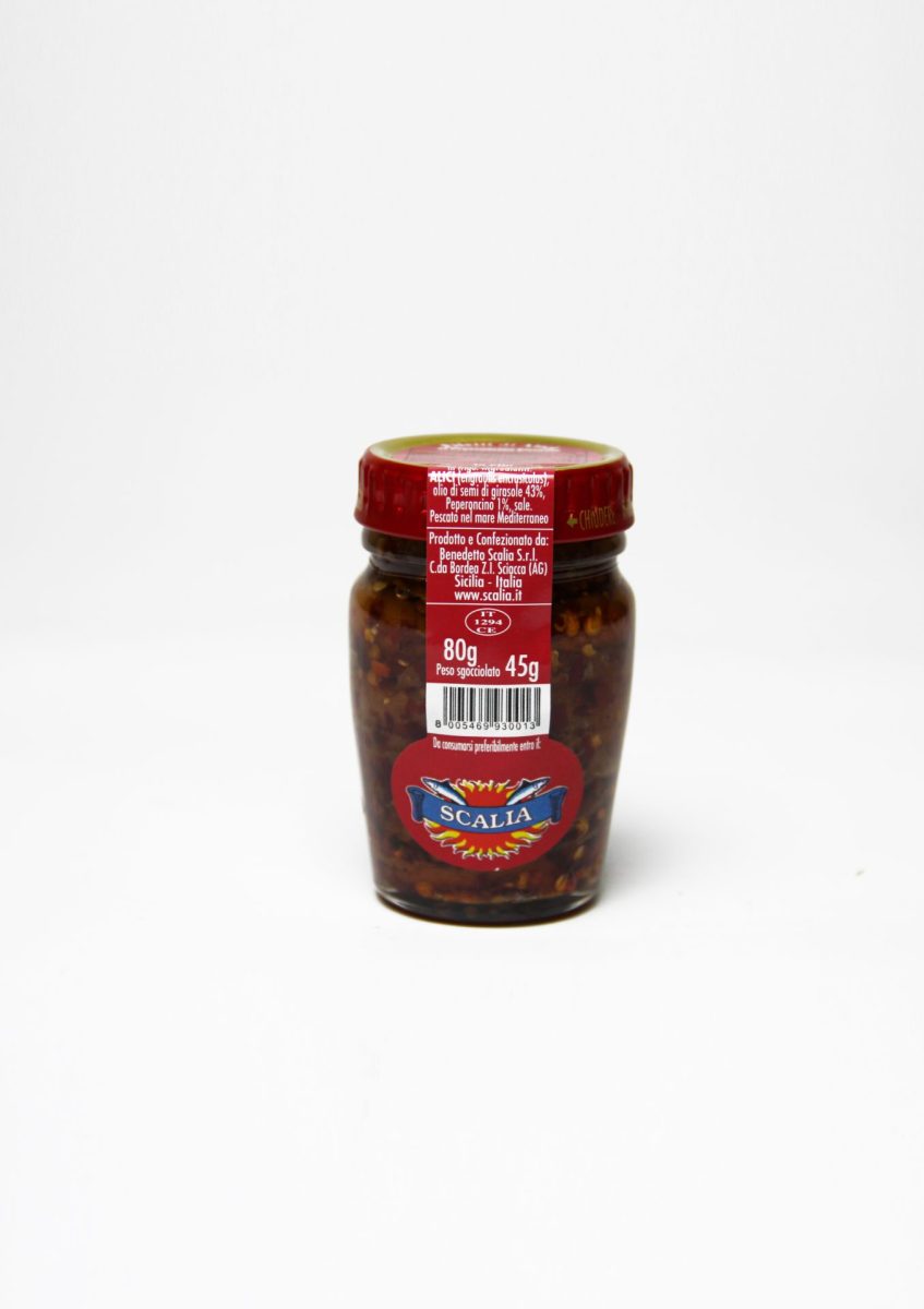SCALIA OF SICILY ANCHOVY FILLETS WITH CHILLI 80g - Camisa